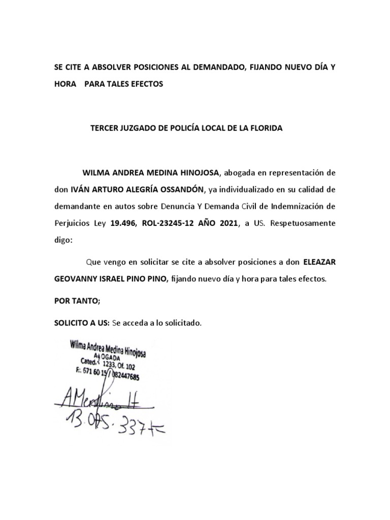 Se Cite A Absolver Posiciones Con Firma Tercer JPL | PDF