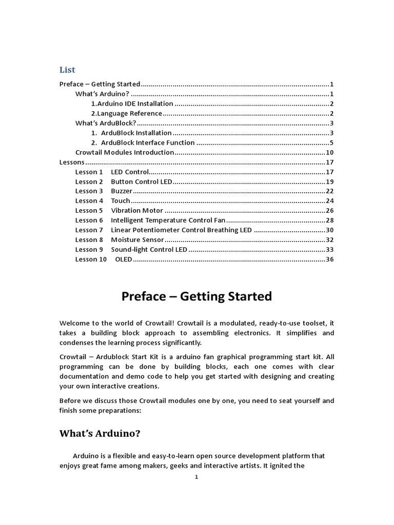 ArduBlock For Crowtail Start Kit | PDF | Arduino | Electricity