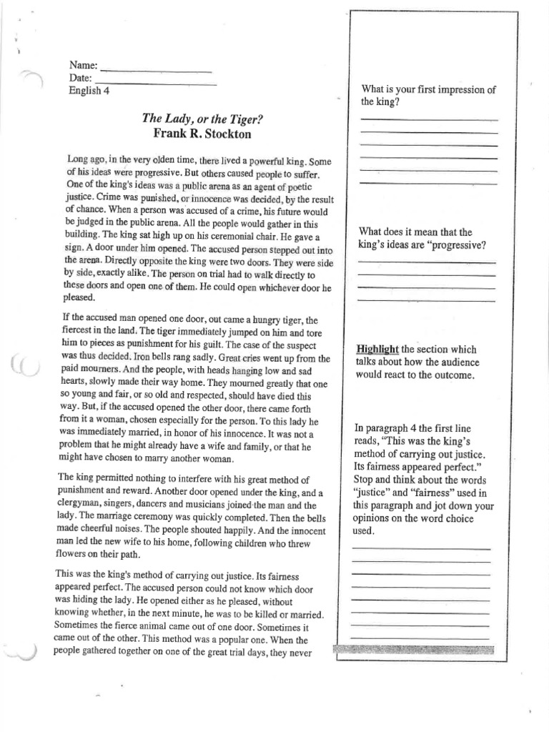 The Lady or The Tiger | PDF