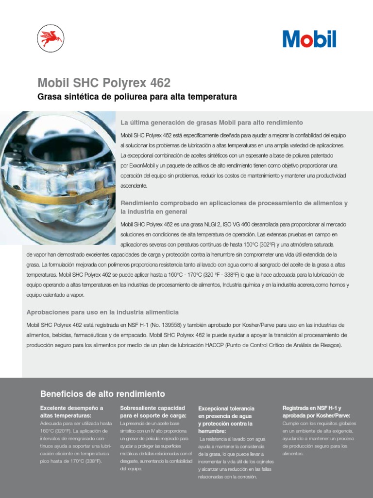 Mobil SHC Polyrex 462 Sales Sheet | PDF | Alimentos | Petróleo