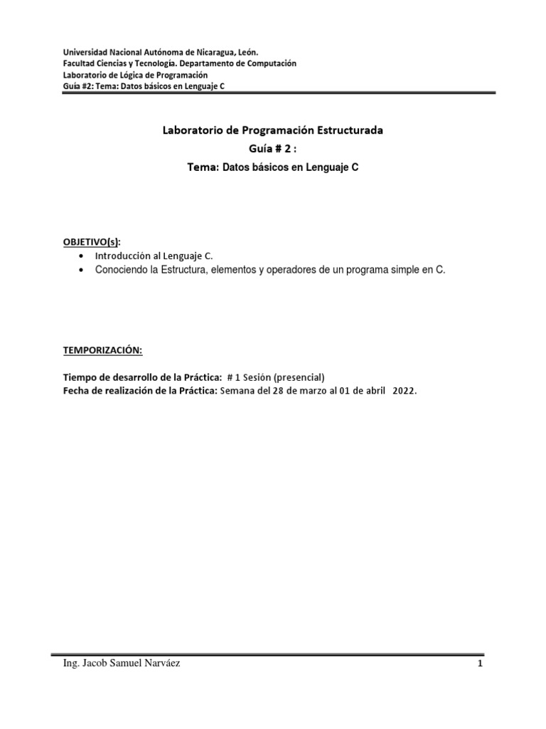 Guias#2 Datos Básicos en Lenguaje C de Laboratorio de Programacion ...