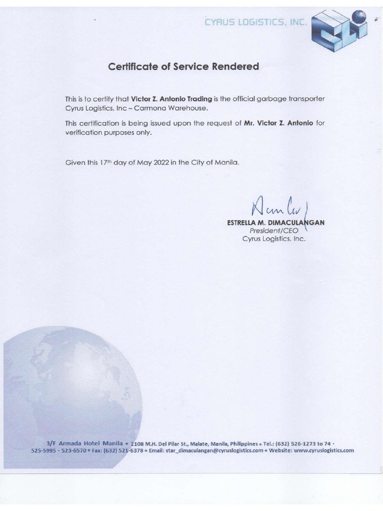 Certificate of Garbage Collector | PDF