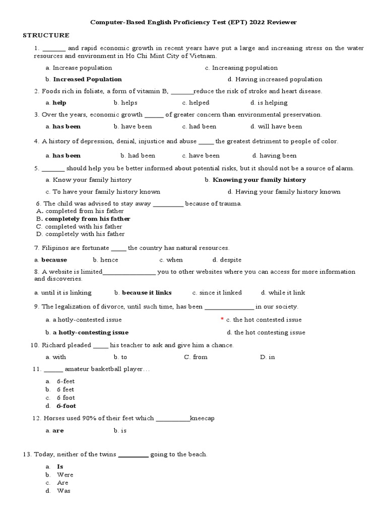 EPT 2022 English Proficiency Test Reviewer | PDF | Homer | Iliad