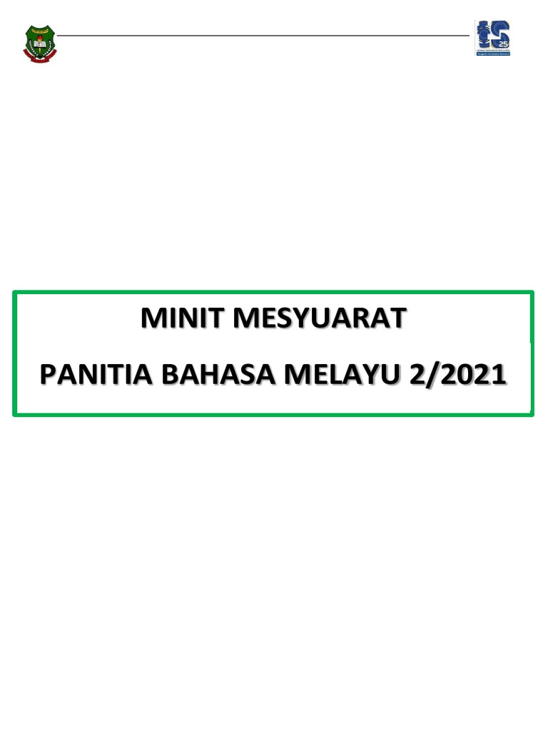 Minit Mesyuarat Panitia Bahasa Melayu 2 - 2021 | PDF