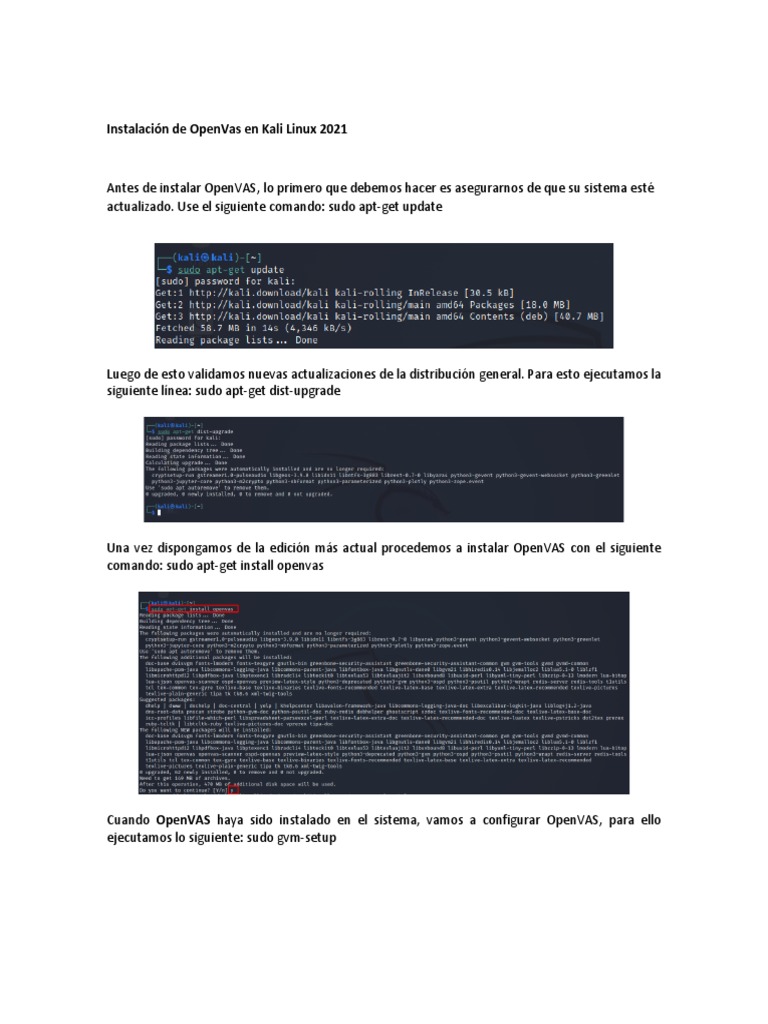 Guia de Instalación de OpenVas en Kali Linux 2021 | PDF | Usuario (informática) | Ventana ...