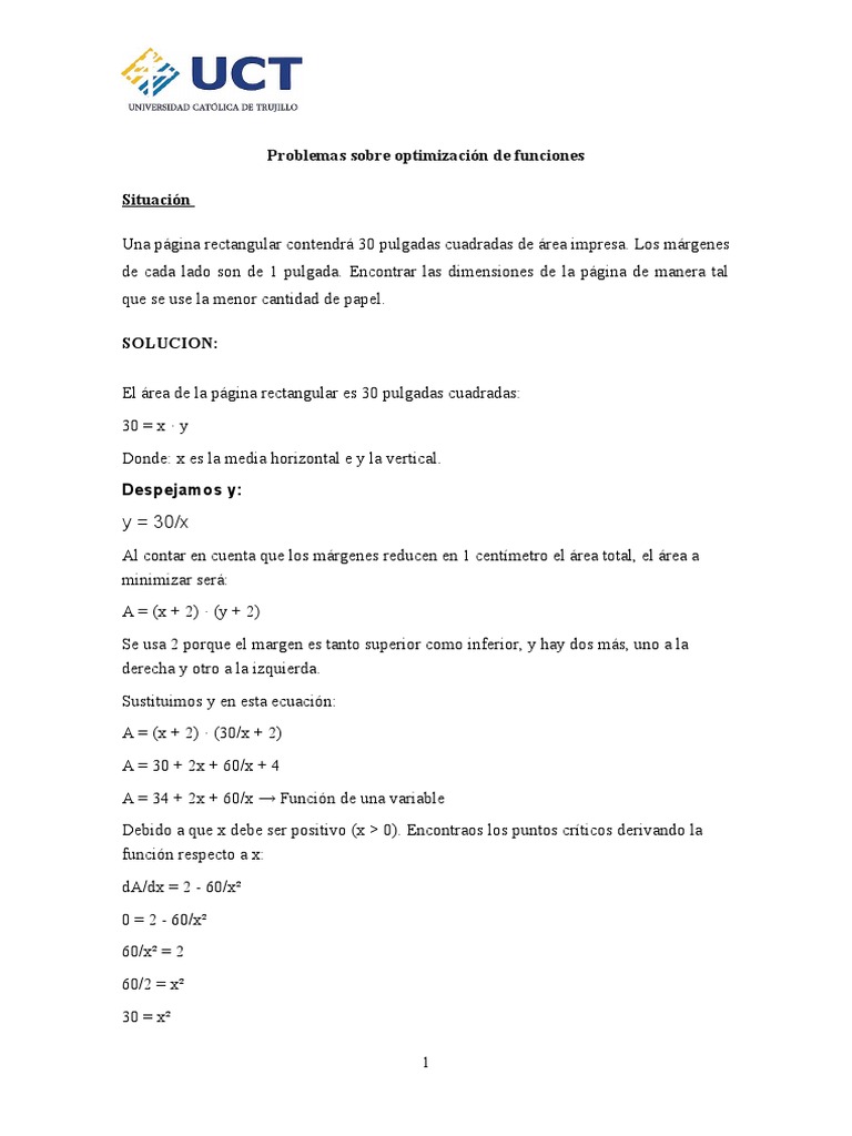 Problemas Sobre Optimización de Funciones | PDF | Optimización Matemática | Triángulo