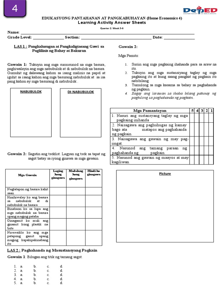 Q3 Answers Sheet Week 3 4 EPP 4 IA | PDF