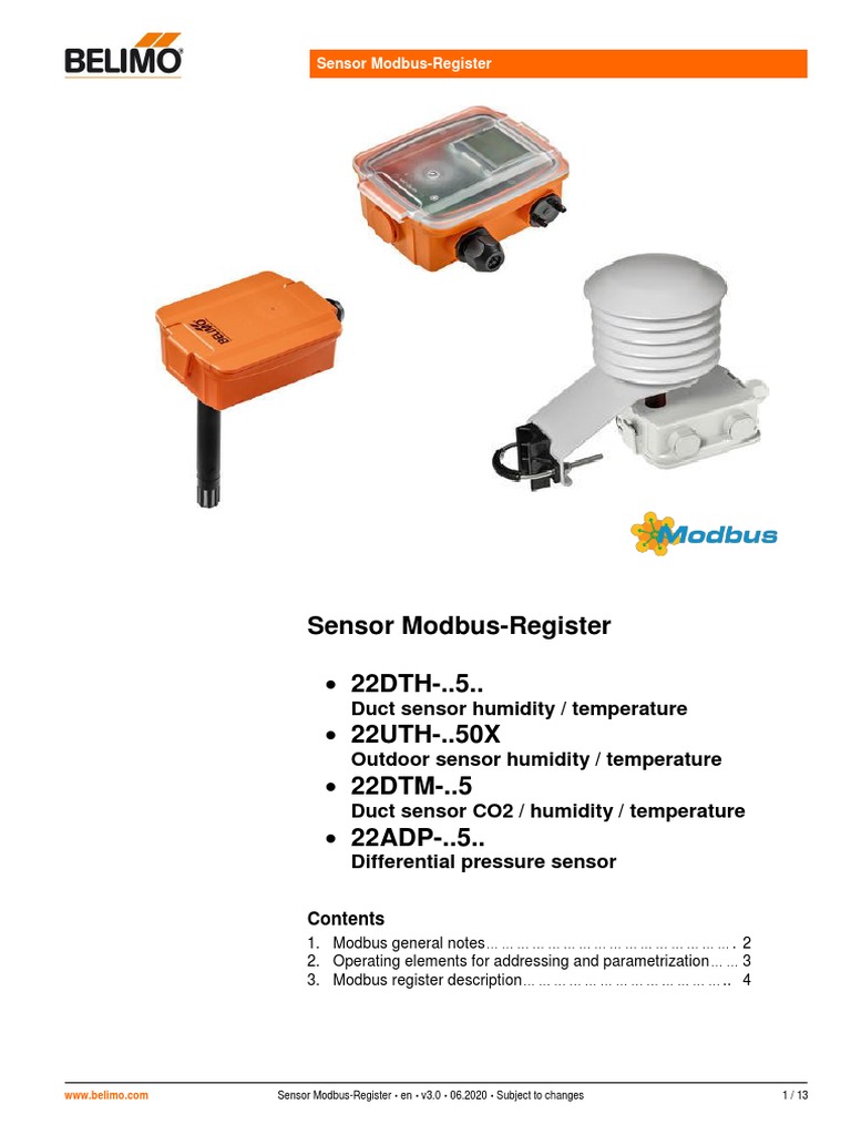 Belimo Modbus Register | PDF | Metrology | Computing