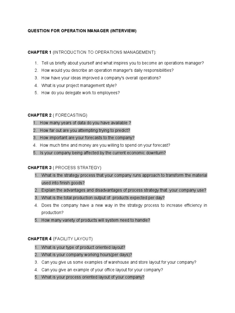 Question For Operation Manager - PMG3093 | PDF | Business