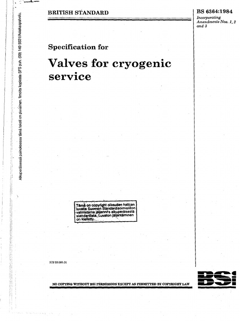 BS 6364-1984 | PDF | Valve | Pipe (Fluid Conveyance)