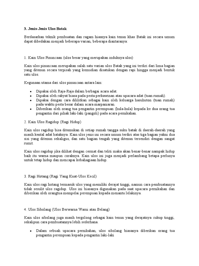 Jenis Ulos | PDF