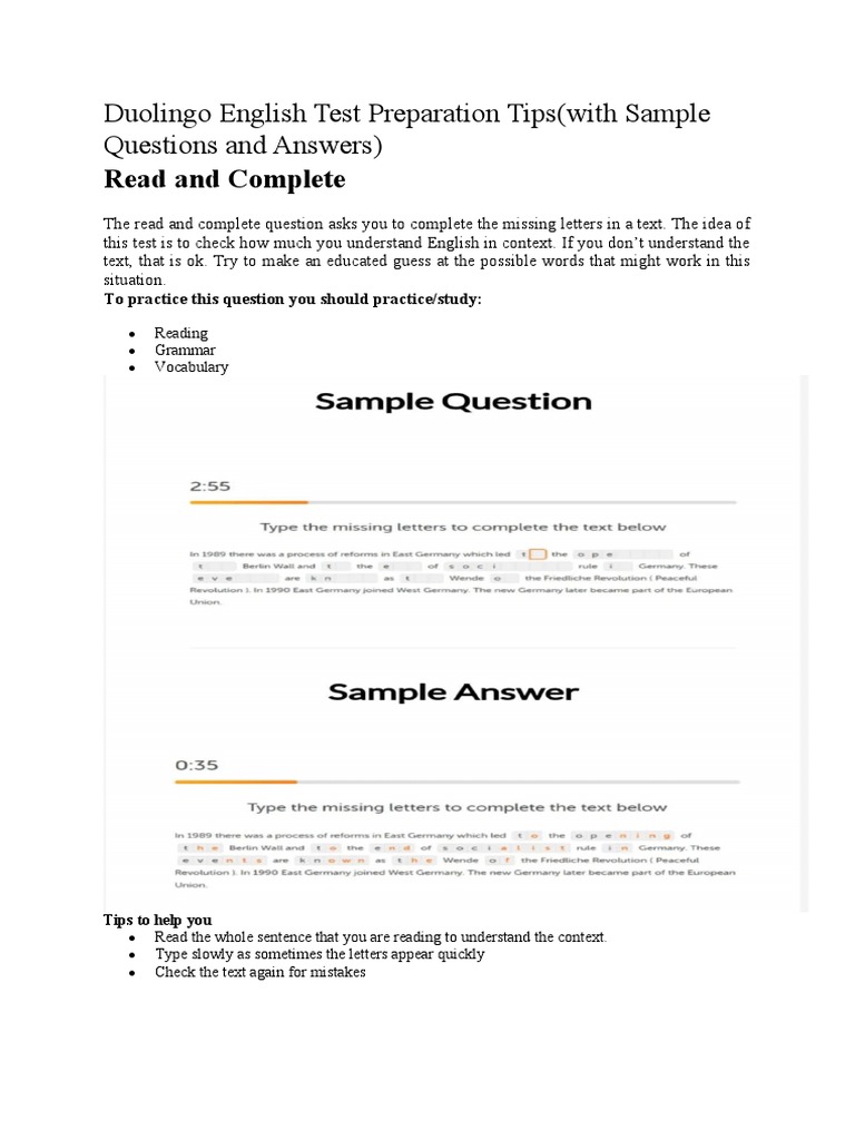 Duolingo English Test Prep Guide | PDF | Vocabulary | Question