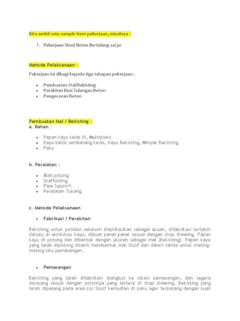 Contoh Pembuatan Metode | PDF