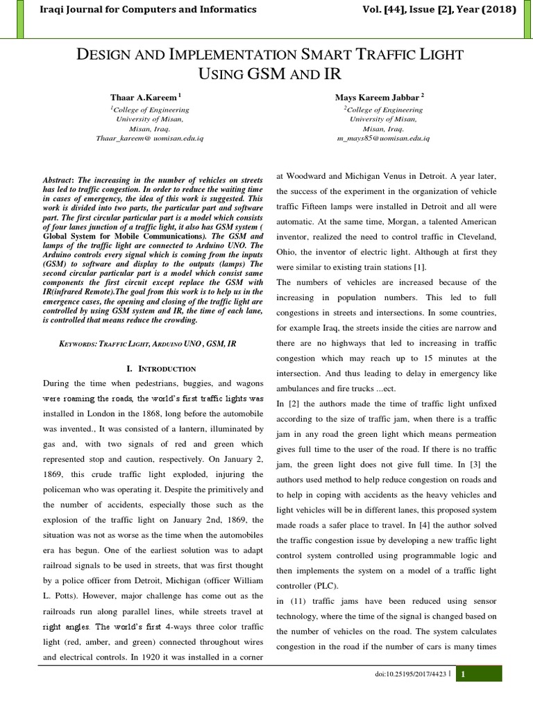 Design and Implementation Smart Traffic Light | PDF | Traffic Light ...