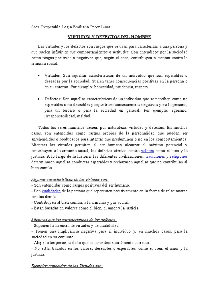 Virtudes y Defectos Humanos | PDF | Tolerancia | Actitud (psicología)