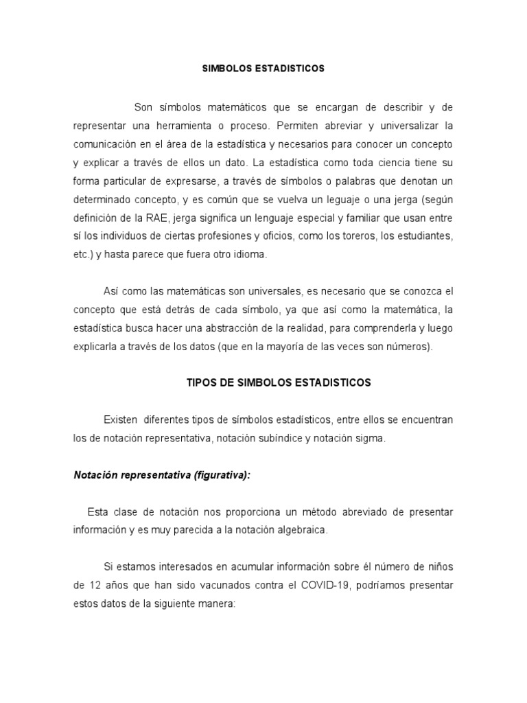 Simbolos estadisticos y su significado | PDF | Nivel de medida | Medición