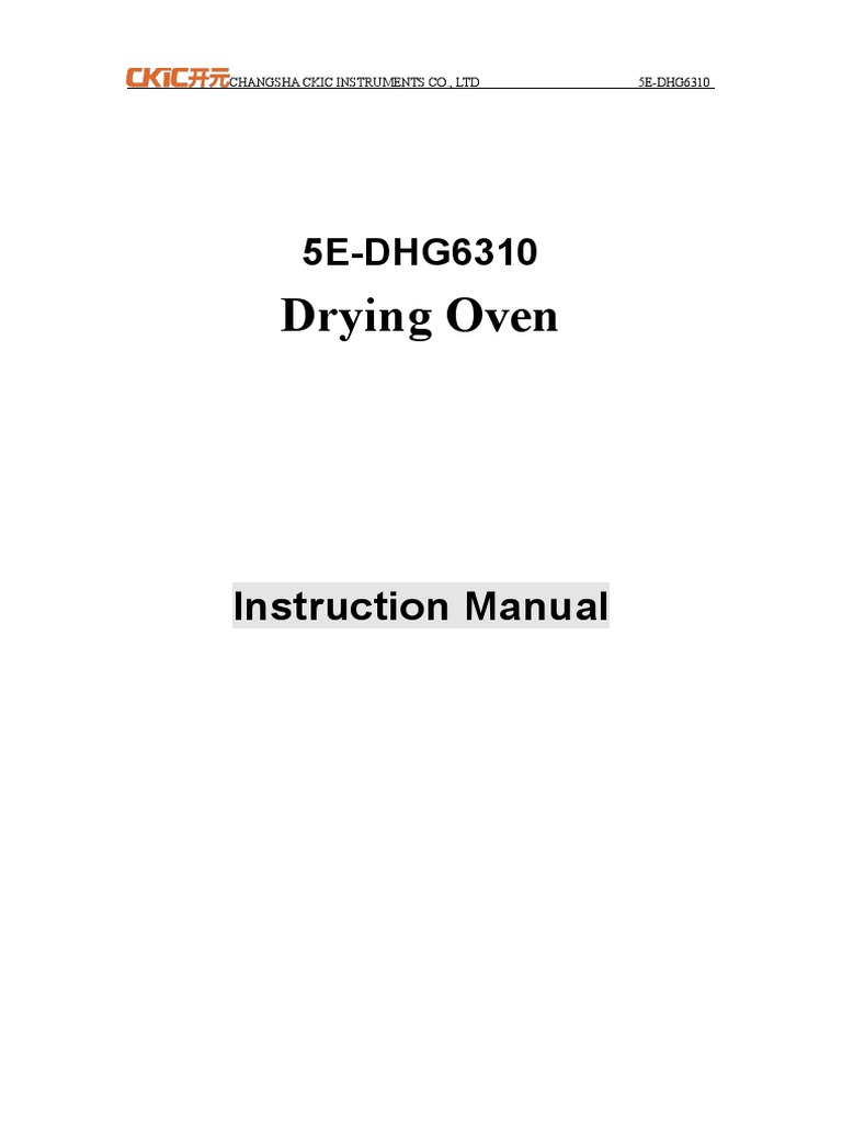 Drying Oven: Instruction Manual | PDF | Legal Liability | Indemnity