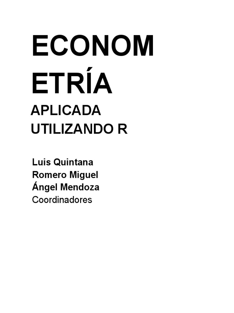 Econometria Aplicada Utilizando R | PDF | Econometría | Teoría