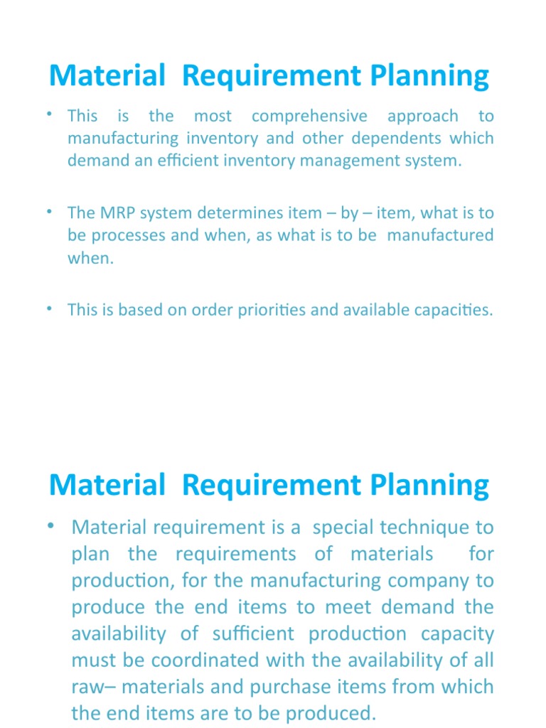 Mba 3rd Semester, Material Management | PDF | Enterprise Resource ...