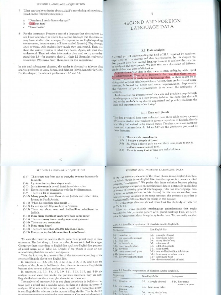 Gass & Selinker (2008) CH3 2nd and Foreign LG Data | PDF | Verb | Second Language Acquisition