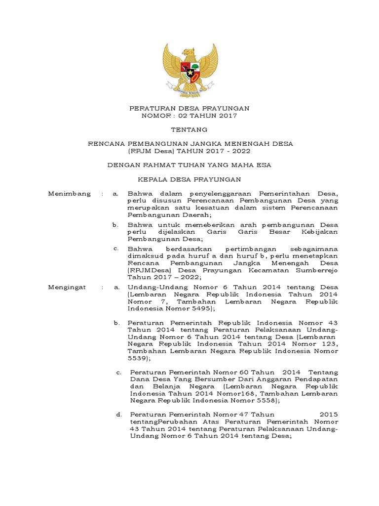 Contoh RPJM Desa | PDF