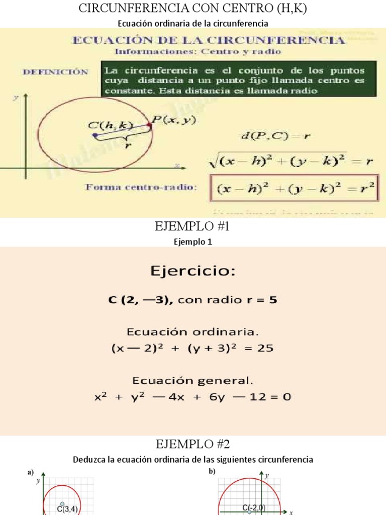 Circunferencia Con Centro H K Pdf