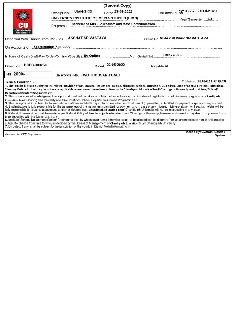 ReceiptPrint UIAH-3133 | PDF | Payments | Receipt