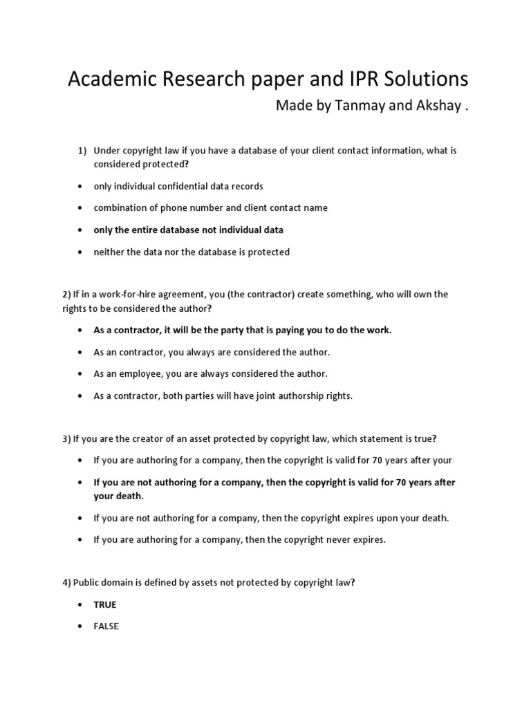 ipr paper 1 | PDF | Patent | Trademark