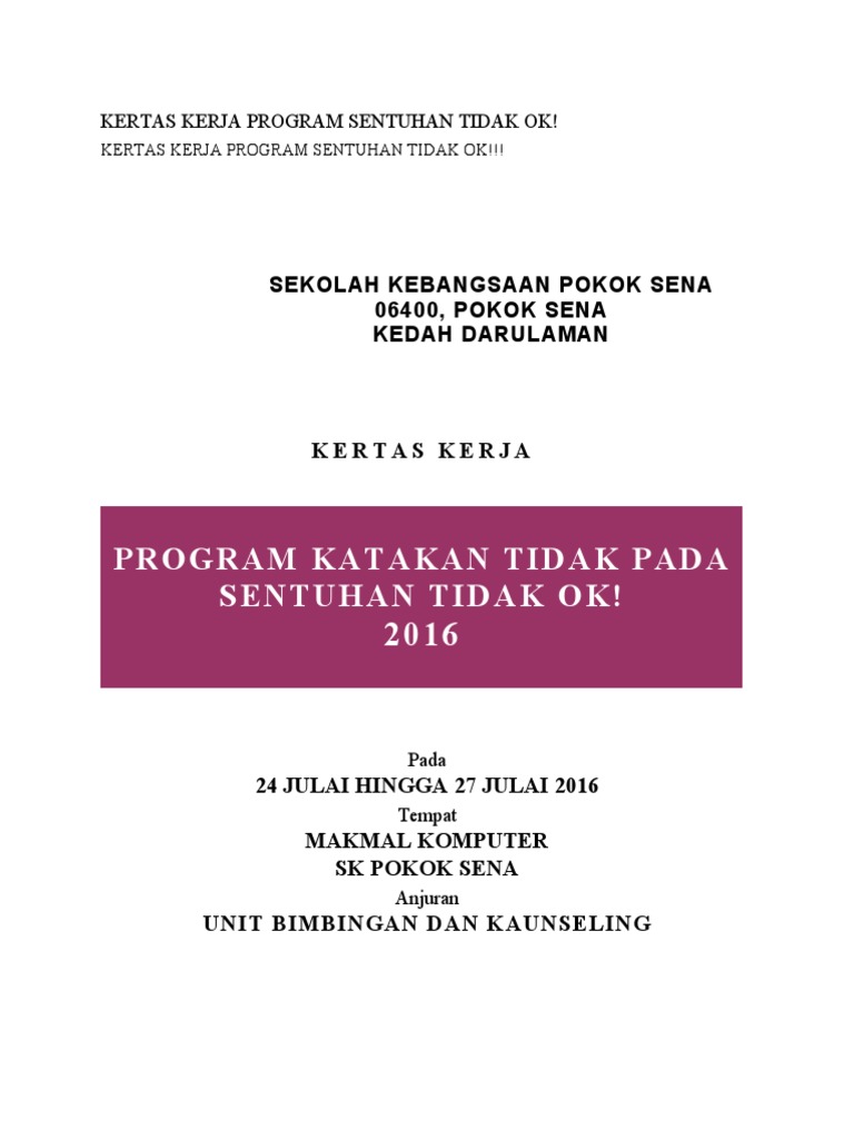 Kertas Kerja Program Sentuhan Tidak Ok | PDF