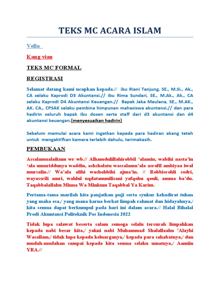 Teks MC Acara Islam.-2 | PDF