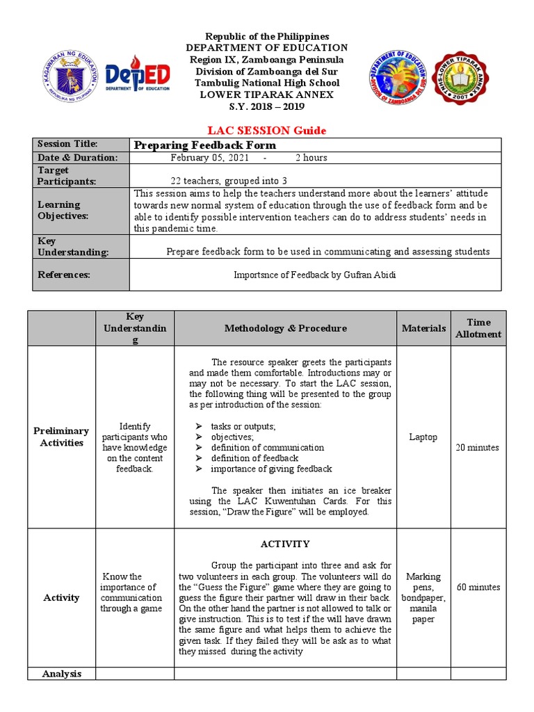 LAC Session Guide Template | PDF | Learning | Cognition