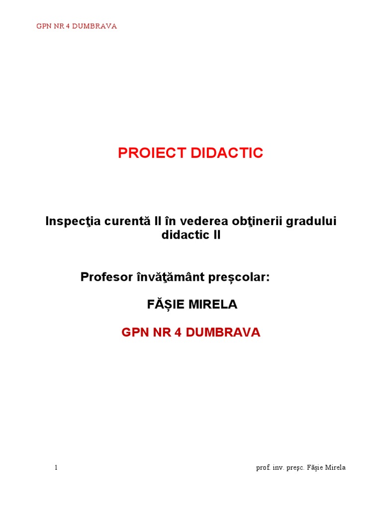 TEMA 1 FASIE Grad 2 Proiect de Lectie | PDF