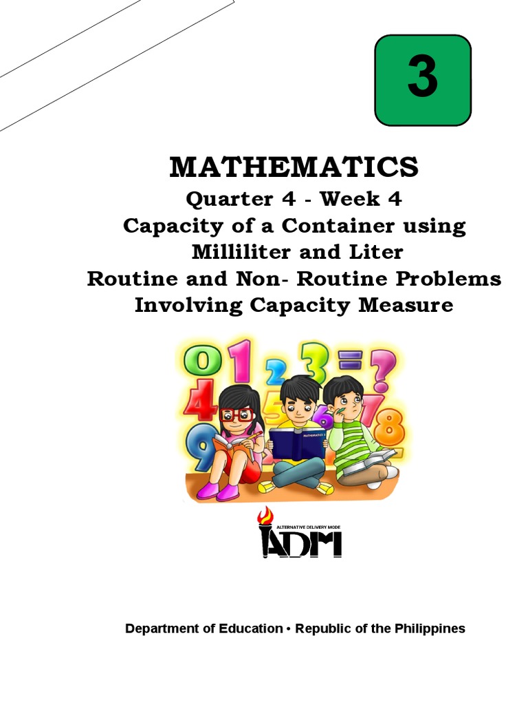 Math3 q4 Mod4 Capacity of A Container Using Milliliter and Liter V4 | PDF | Litre | Volume