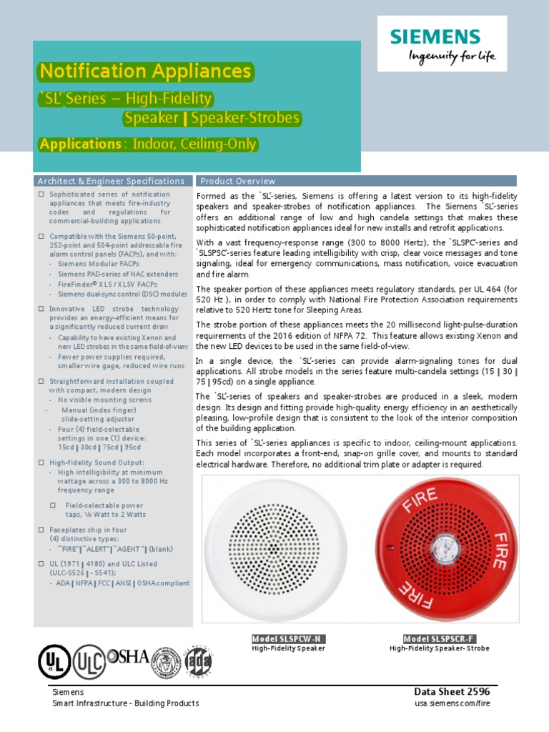 Data Sheet Speaker Strobe | PDF | Equipment | Manufactured Goods
