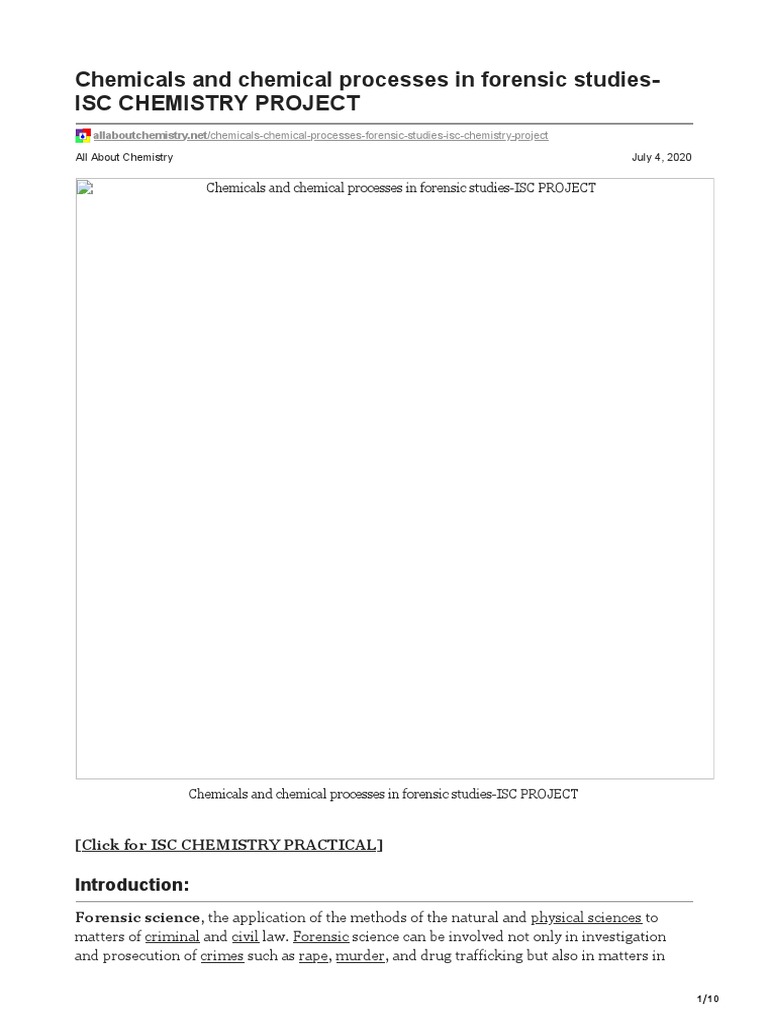 Chemicals and Chemical Processes in Forensic Studies-Isc Chemistry ...