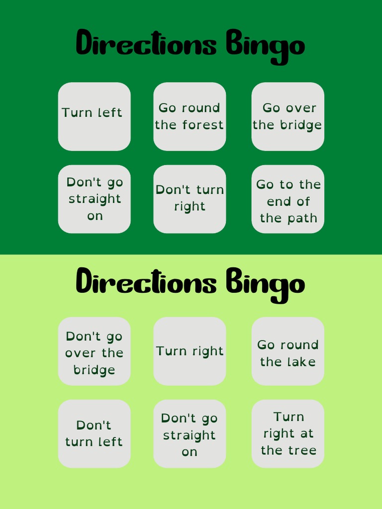 Directions Bingo | PDF | Trees