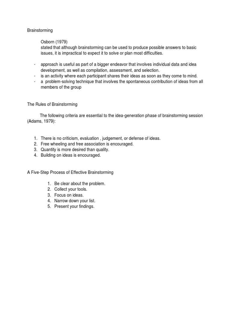 Effective Brainstorming Techniques | PDF