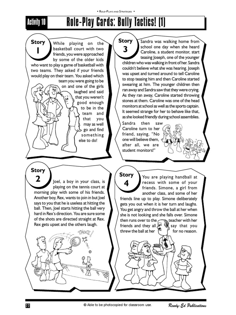 Role-Play Cards: Bully Tactics! (1) : Activity 10 | PDF