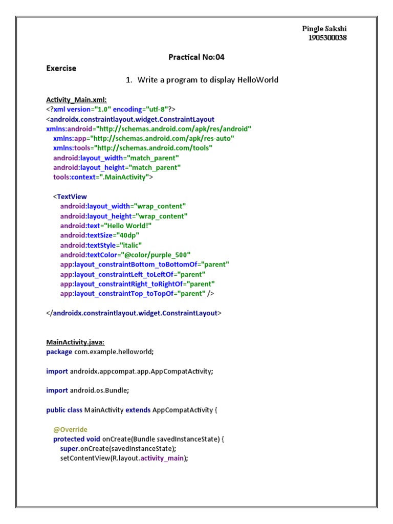 MAD PRACTICALS QUESTIONS4to5 | PDF | Android (Operating System) | Software Engineering