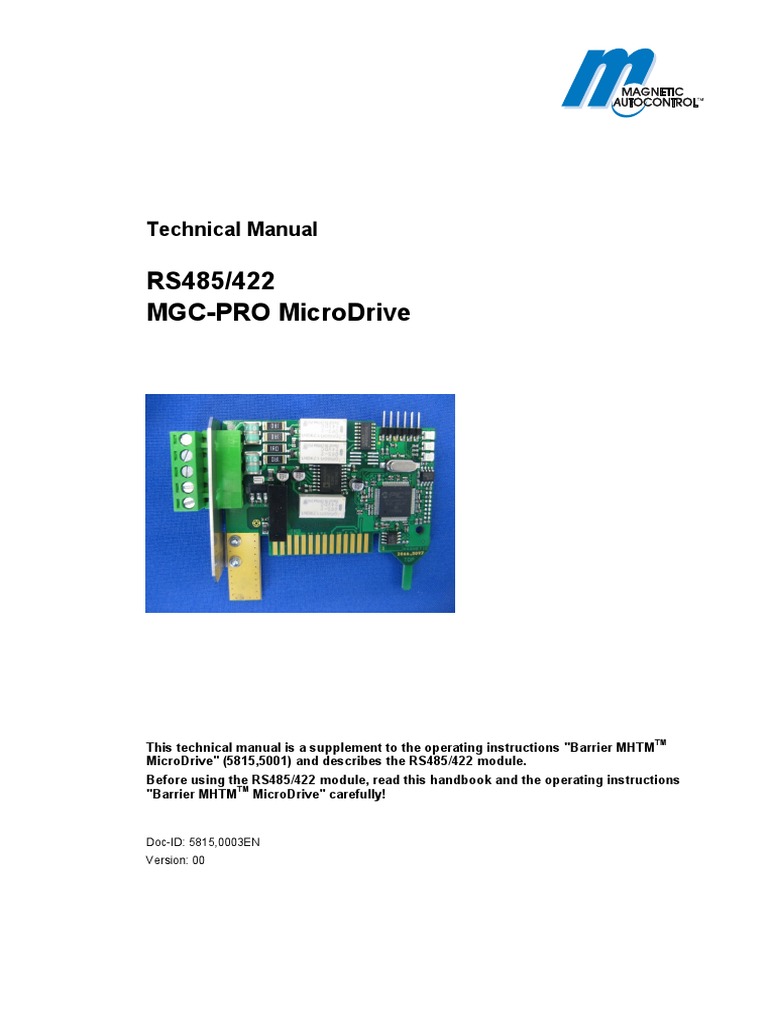 Rs485/422 Mgc-Pro Microdrive: Technical Manual | PDF | Electronics ...