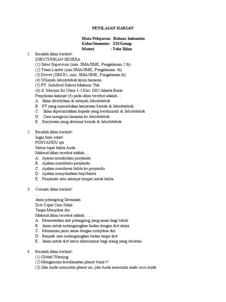 Soal Iklan | PDF