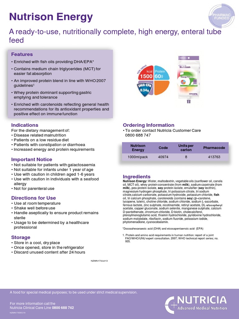 Nutrison Energy: A Ready-To-Use, Nutritionally Complete, High Energy ...