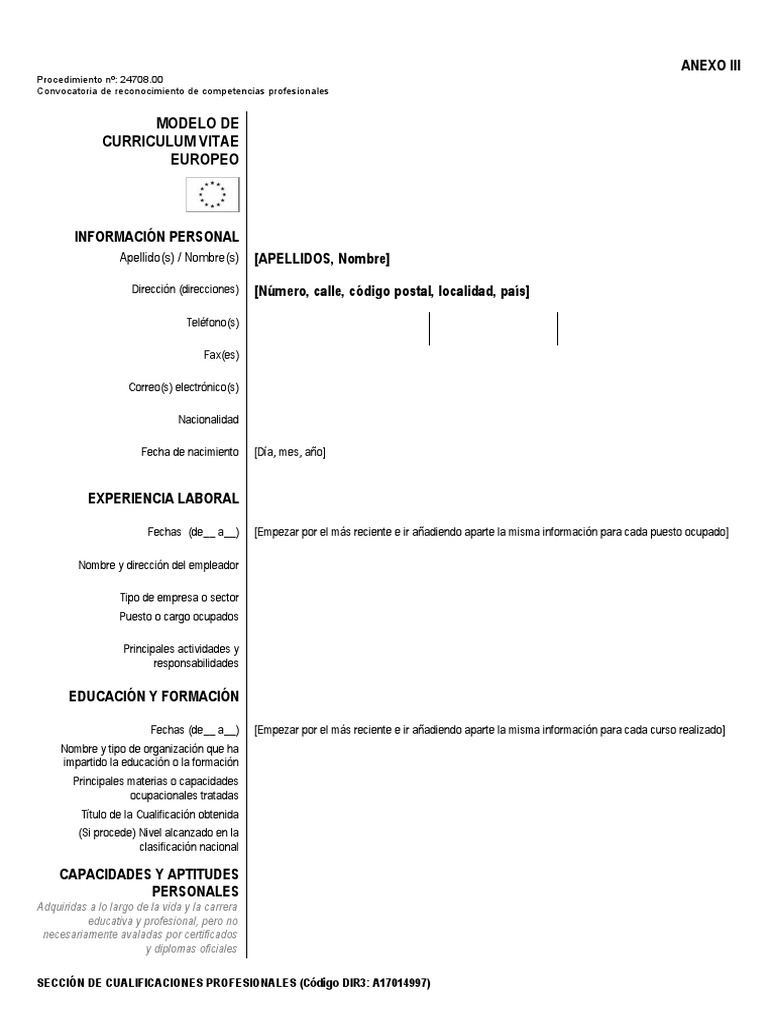 Modelo CV Europass | PDF