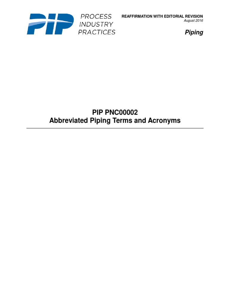 PIP PNC00002 Abbreviated Piping Terms and Acronyms | Download Free PDF ...