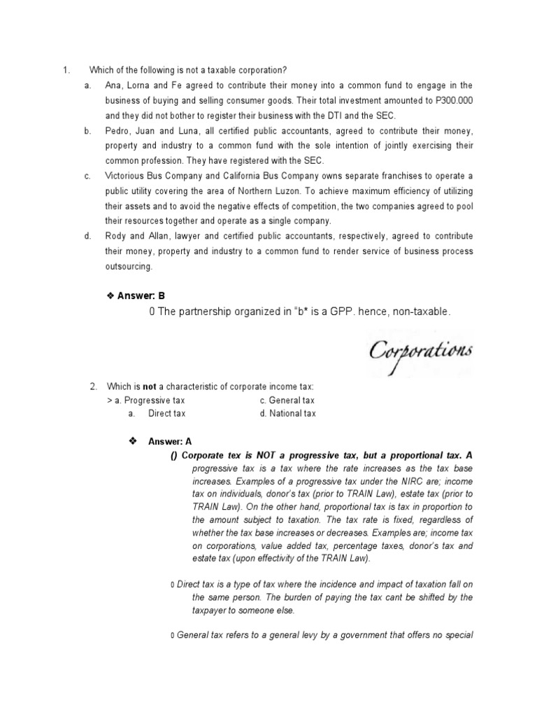 0 The Partnership Organized in "B Is A GPP. Hence, Non-Taxable | PDF ...