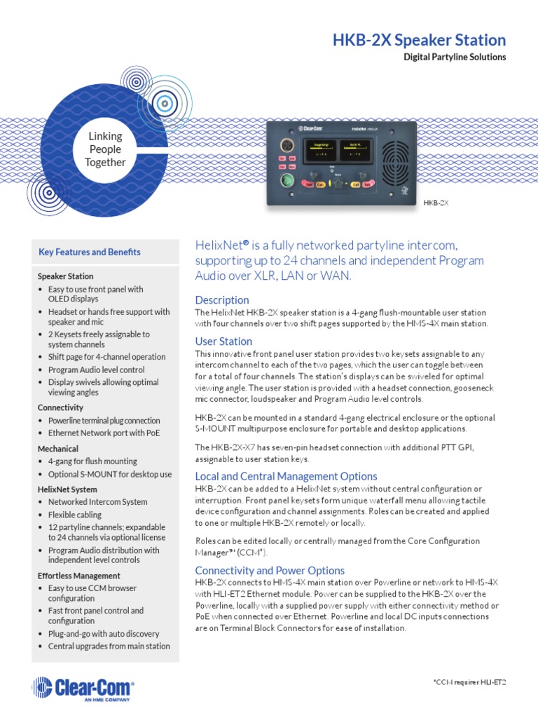 HKB-2X Speaker Station: Linking People Together | PDF | Microphone ...