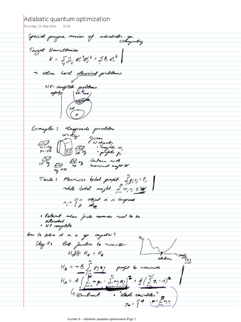 Adiabatic Quantum Optimization | PDF | Computers | Technology & Engineering