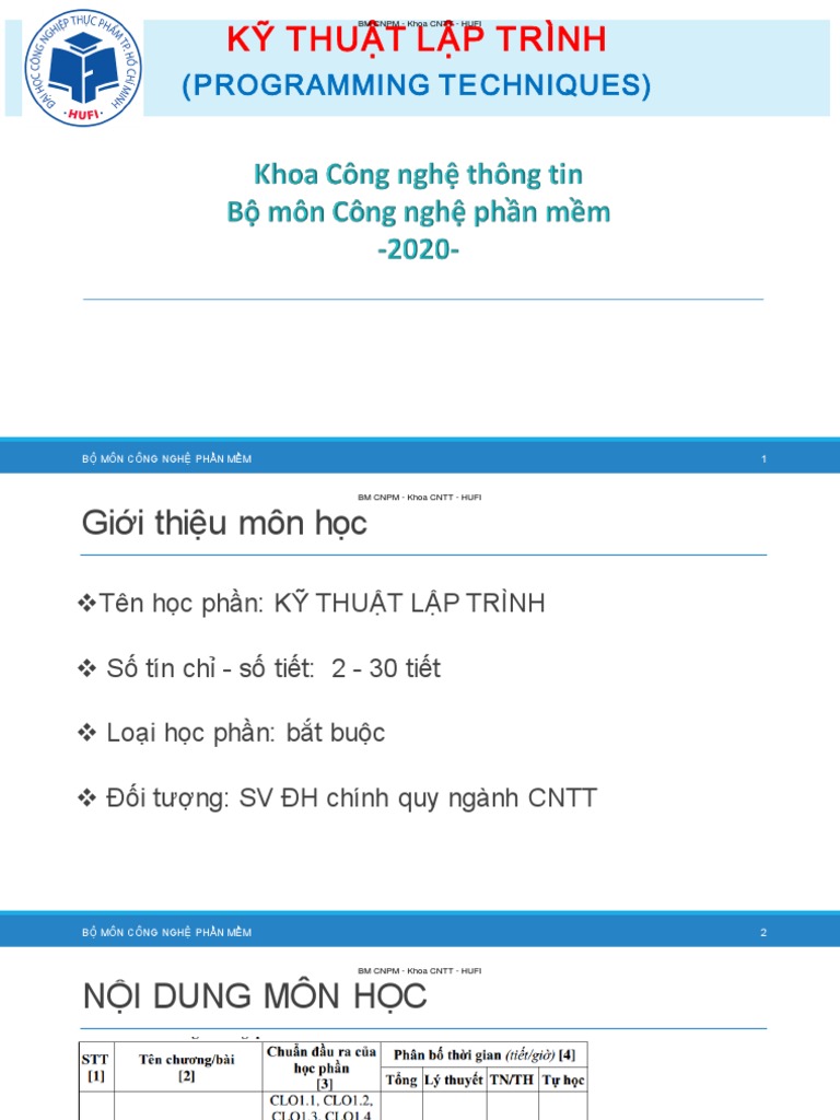 Slide Ky Thuat Lap Trinh FitHUFI | PDF