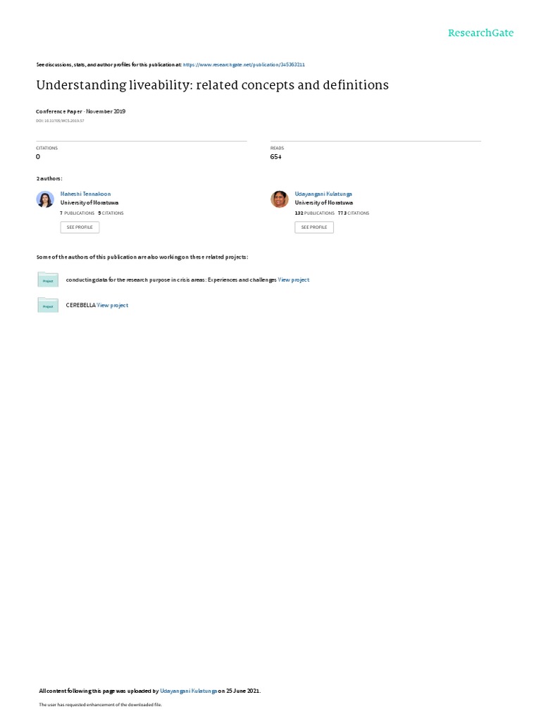 Understanding Liveability Related Concepts and Def | PDF | Quality Of ...