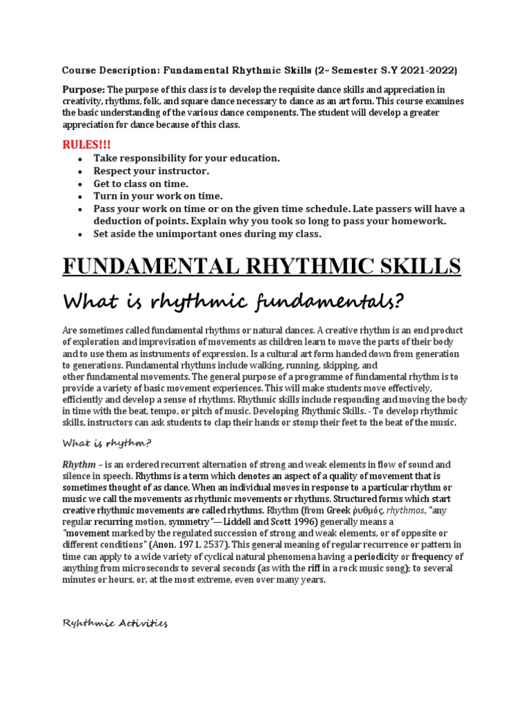 Introduction To Fundamental Rhythmic Skills | PDF | Rhythm | Dances